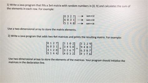 solved 1 write a java program that fills a 3x4 matrix with