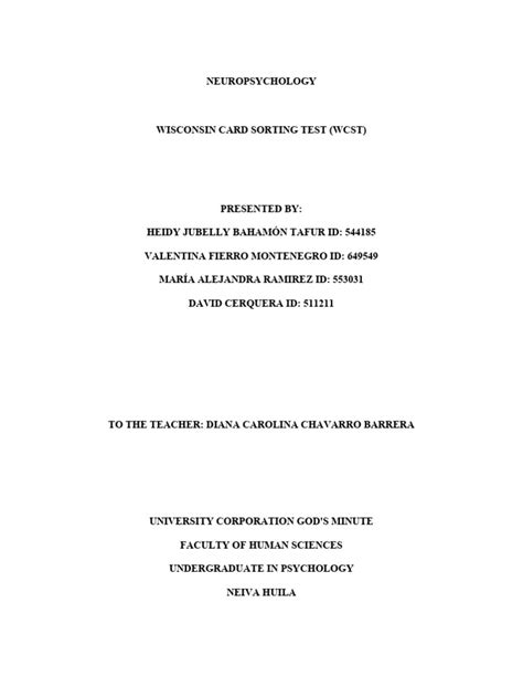 Wisconsin Card Sorting Test Wcst Pdf Executive Functions Psychology