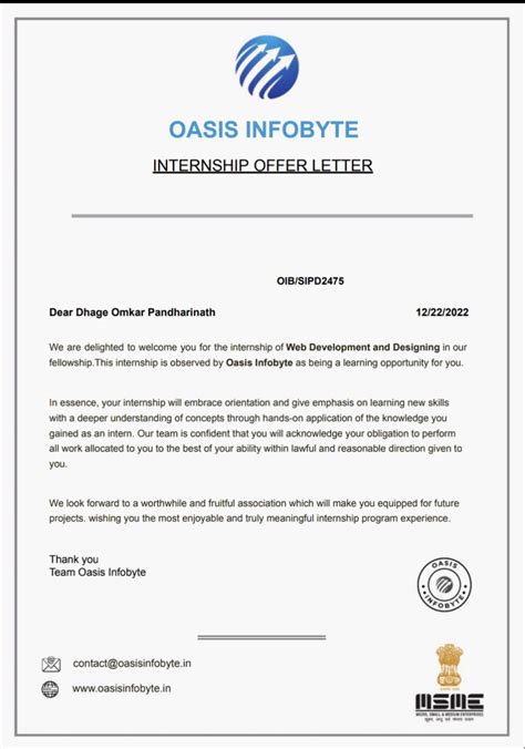 Omkar Dhage On Linkedin Oasisinfobyte Internship Webdevelopment