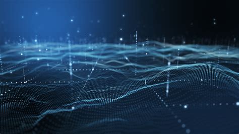 디지털 라인 풍경 블루 먼지 입자 추상적 인 배경을 통한 미래 비행 3d 렌더링 테크놀로지에 대한 스톡 사진 및 기타 이미지 테크놀로지 데이터 배경 주제 Istock