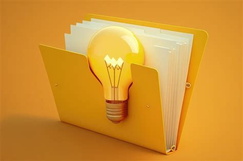 Premium Ai Image File Folder With Light Bulb Idea Folder Concept