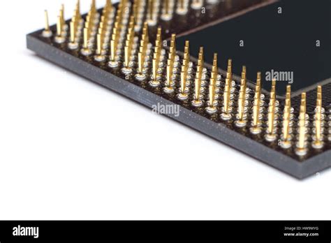 Macro Detail Of Cpu Central Processing Unit Microchip Isolated On White