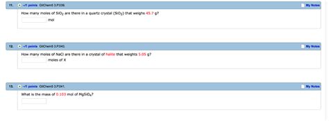 Solved 11 1 Points Gichem5 3p039 My Notes How Many Moles