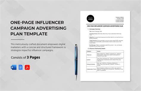 One Page Influencer Campaign Advertising Plan Template In Word Pdf Google Docs Download