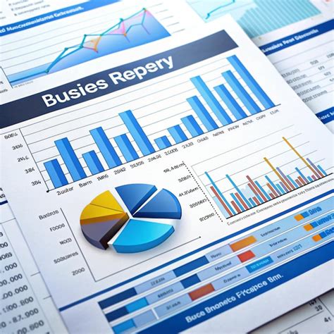 Premium Photo Detailed Business Report Featuring Graphs Charts And