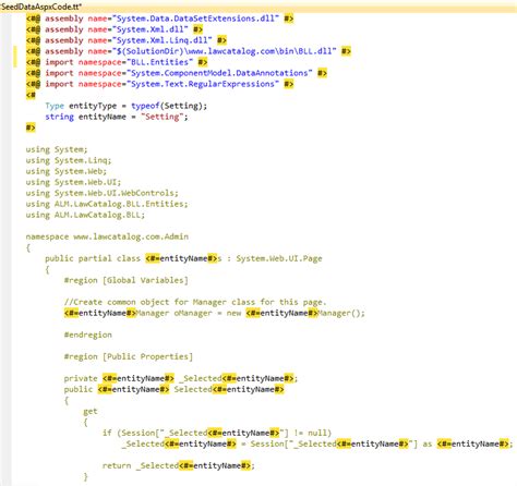 T4 Template Code Generation Infobeans