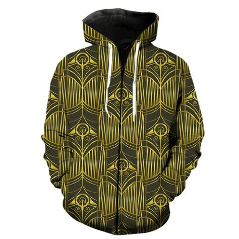 Abstract Geometric Patterns Mens Zipper Hoodie Oversized Harajuku Long