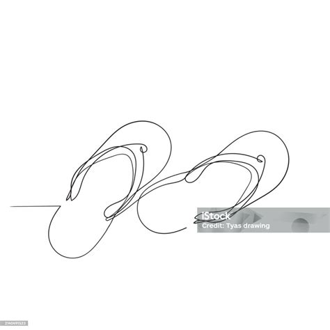 Continuous Line Drawing Flip Flop Illustration Vector Stock