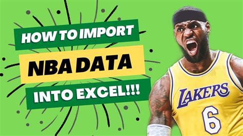 How To Import Nba Data Into Excel Youtube