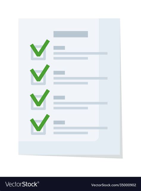 Document With Green Tick Checkmark Isolated Vector Image