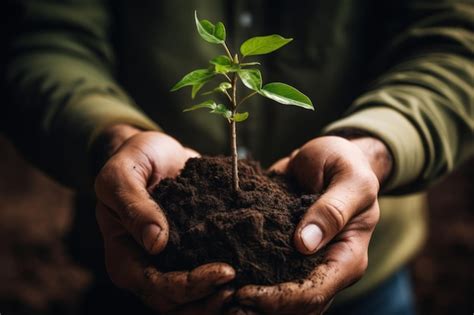 Premium AI Image Hands Holding Small Tree In The Dirt And Planting It
