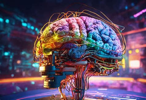 Colorful Fantastic Brain Shaped Chip On The Motherboard Stock