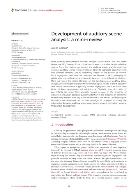 Pdf Development Of Auditory Scene Analysis A Mini Review