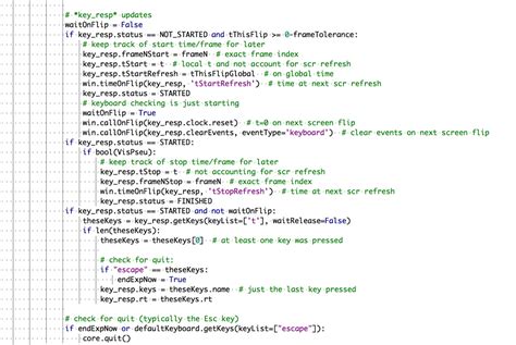 Using Keyboard Response To Get Reaction Time Coding Psychopy
