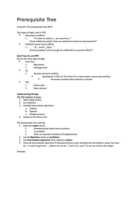 Prerequisite Tree How To Construct PRT S Prerequisite Tree Using The TOC Prerequisite Tree