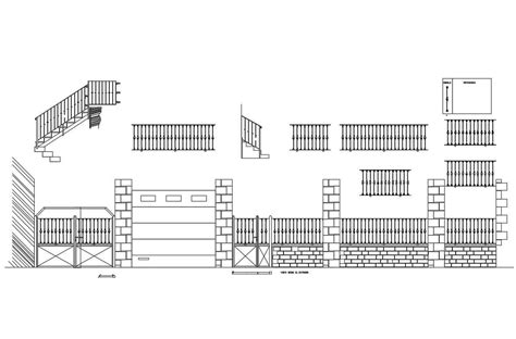 Gate Elevation Fence Elevation And Structure Auto Cad Details Dwg File Cadbull