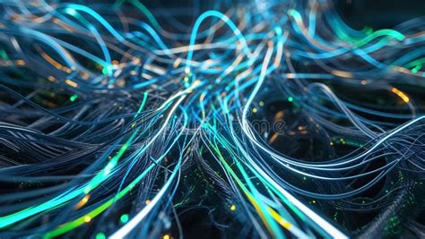 intertwined wires optical fibers a technological concept high speed