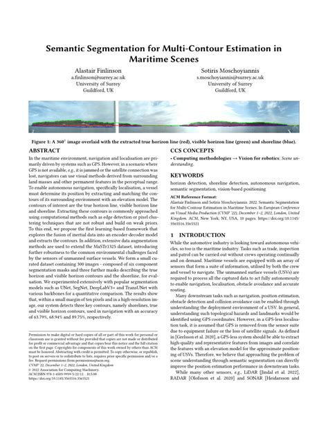 Pdf Semantic Segmentation For Multi Contour Estimation In Maritime Scenes