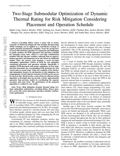 Pdf Two Stage Submodular Optimization Of Dynamic Thermal Rating For