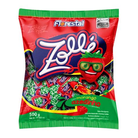 Balas Novo Bala Zolle Mastigavel Framboesa 500g Florestal Bala Zolle
