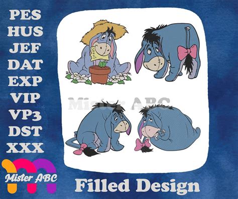 Winnie The Pooh Eeyore With Flower Pot Hat And Eating Thistles Pink