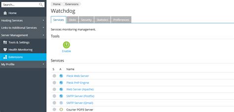 Monitoring System Services Plesk Onyx Documentation