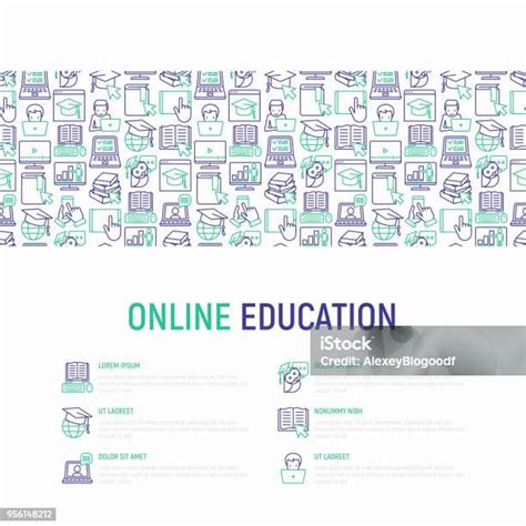 얇은 선 아이콘을 가진 온라인 교육 개념 온라인 과정 세미나 전자도 서 비디오 회의 집 공부 졸업 컵에 현명한 올빼미 현대 벡터 일러스트 학교 웹 페이지에 대 한입니다 가정