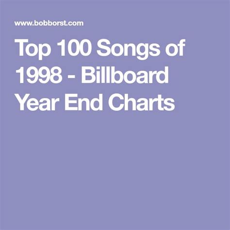 Top 100 Songs Of 1998 Billboard Year End Charts