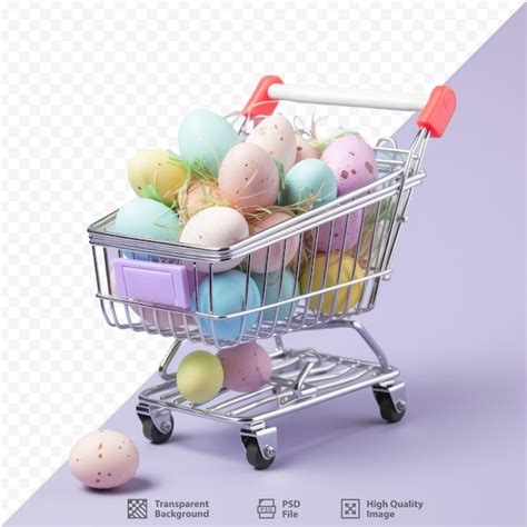Premium Psd A Shopping Cart With A Cart Full Of Easter Eggs