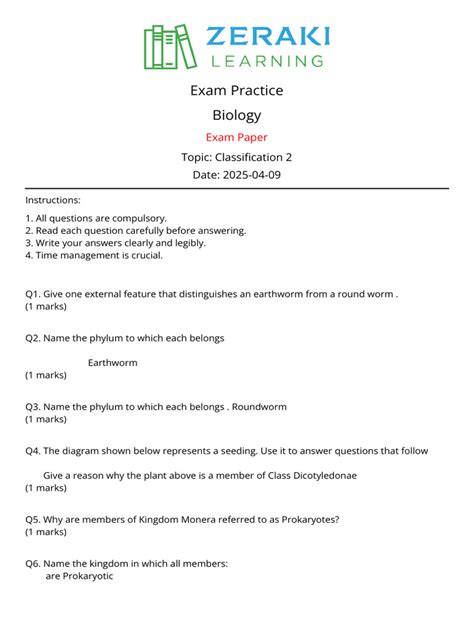 Exam Practice Classification 2 Pdf Biology Organisms