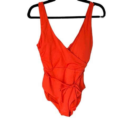 Andie Swim Nwt Andie Swim The Belmar One Piece Siren Orange Tie Waist Swimsuit Sz Medium