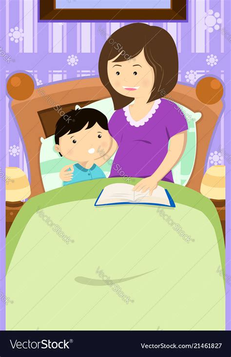 Mother Reading A Bedtime Story Royalty Free Vector Image