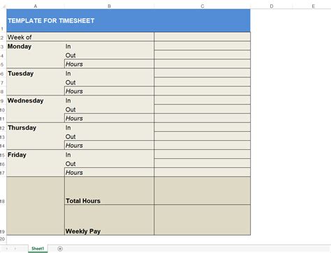 Excel Weekly Timesheet Template With Formulas