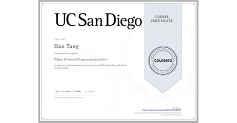 Han Tang On Linkedin Completion Certificate For Object Oriented Programming In Java
