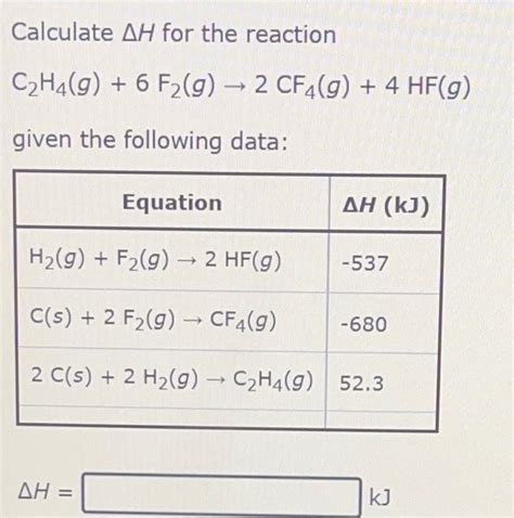 Solved Calculate Delta H For The Reaction Mat
