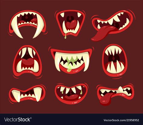 Monster Angry And Hungry Mouth With Teeth Vector Image