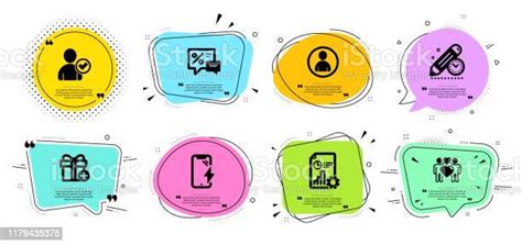 보고서 선물 및 Id 확인 아이콘 세트 추가 아바타 할인 및 사랑 커플 표지판 벡터 구매에 대한 스톡 벡터 아트 및 기타 이미지