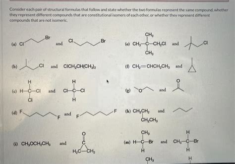 Solved Consider Each Pair Of Structural Formulas That Fo