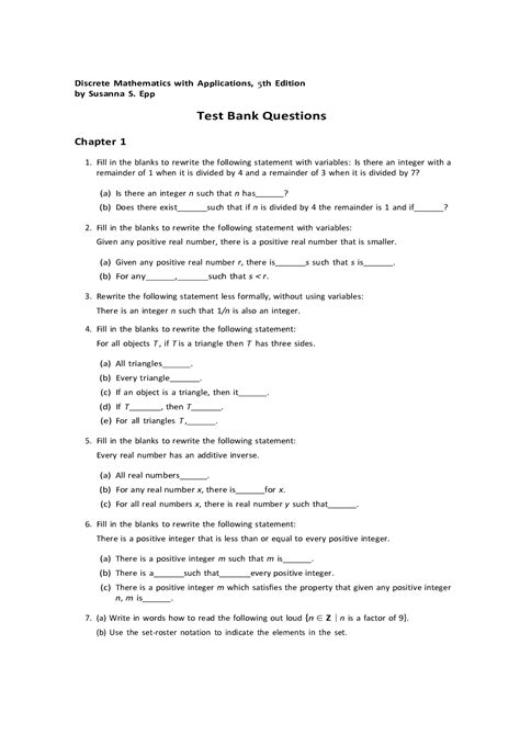 Discrete Mathematics With Applications 5th Edition By Susanna Epp All Chapters 1 12 Test Bank