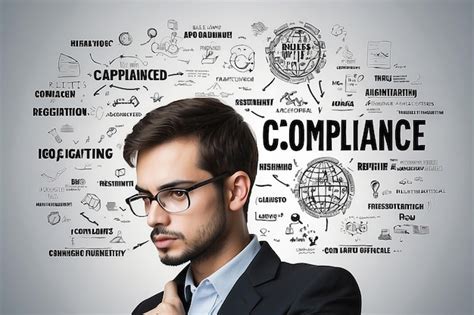 Premium Photo A Man Thinking Beside The Words Compliance Rules Guidelines Regulations And Laws