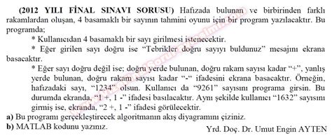 Algoritma Ve Programlama Final Sorusu 2012 Vize Ve Final Soruları Paylaşım Portalı Çözümlü
