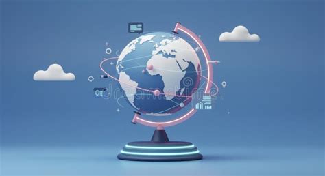 Globe With Data Visualization Orbiting For Worldwide Connectivity