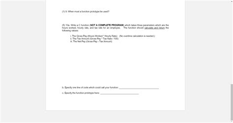 Solved 1 9 When Must A Function Prototype Be Used 5