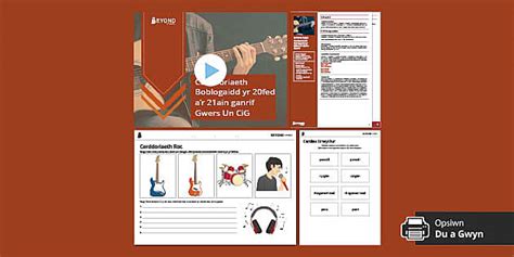 Cig Cerddoriaeth Boblogaidd Yr 20fed Ar 21ain Ganrif Gwers 1