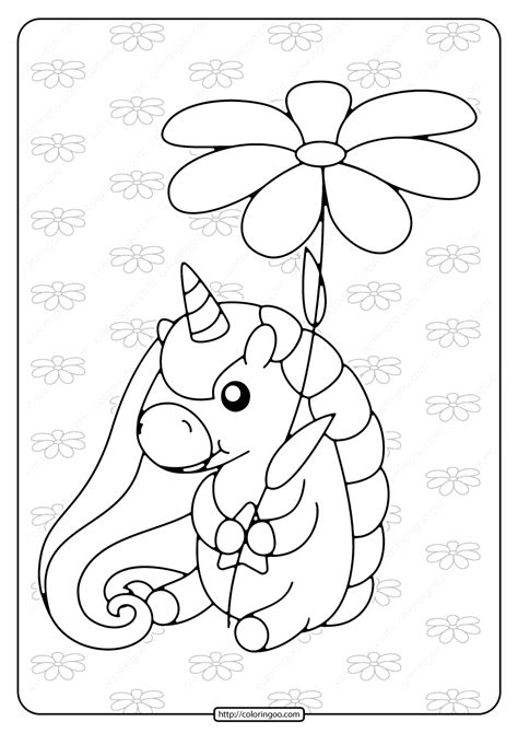 Unicorn And Flower Coloring Pages Free