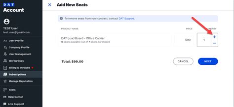 Add A New User And Purchase A New Seat Welcome To Dat One Help Center