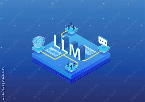 large language model llm concept 3d isometric vector illustration of