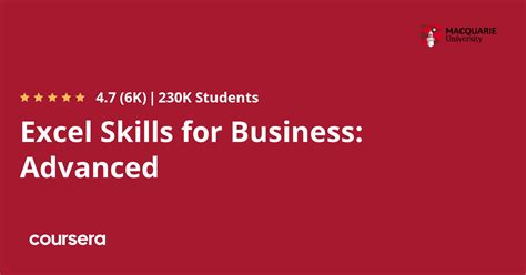 Excel Skills For Business Advanced Coursera