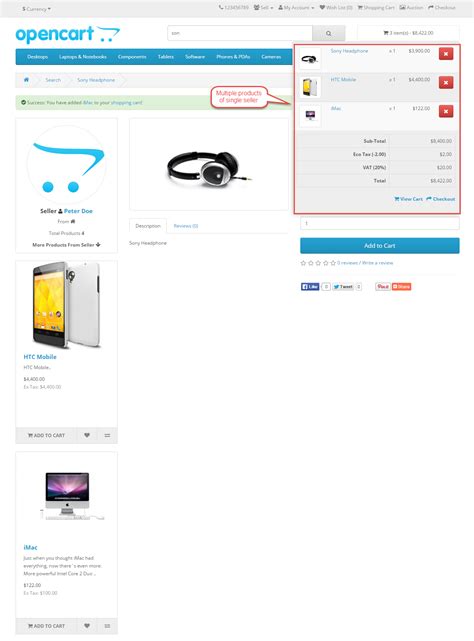 Opencart Marketplace Single Seller Checkout Webkul