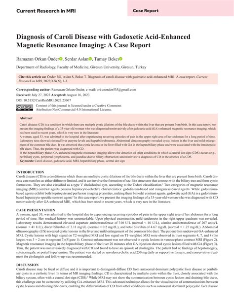 Pdf Diagnosis Of Caroli Disease With Gadoxetic Acid Enhanced Magnetic